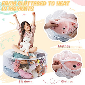 Teenyyou Stuffed Animal Storage Bean Bag Chair Sofa Cover Zipper Large Transparent PVC Stuffed Animal Organizer Bean Bag Seat Only for Organizing Rooms Plush Toys When Filled (Chair Style,38 Inch)