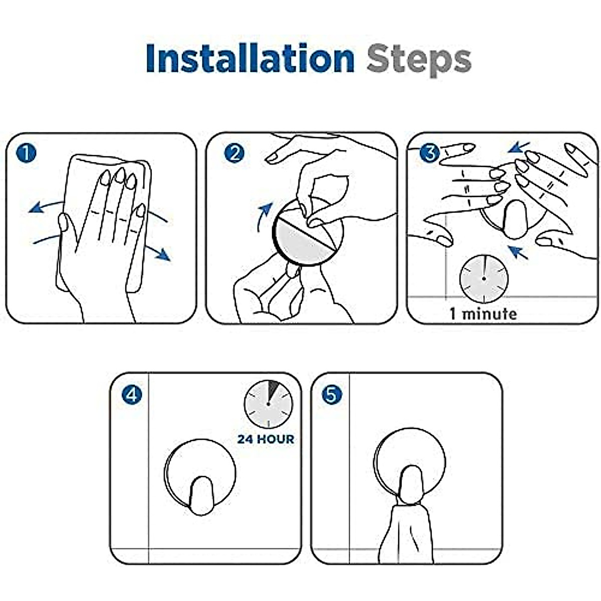 DELITON Adhesive Hooks - 4 Pack Towel/Coat Hooks Wall Hooks Stick on Bathroom or Kitchen (Matte Black, Stainless Steel)