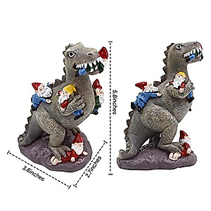 BBdis Garden Gnomes Statue Decoration,5.8 Inch Dinosaur Catch Gnomes Figurines,Indoor Outdoor Décor Garden Art for Patio,Lawn,Yard,Funny Garden Gift