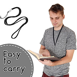 Shappy 3 Anti-lost Necklace Lanyard Black with Anti-lost Silicone Rubber Ring, Silicone Rubber Pen Lanyard Holder