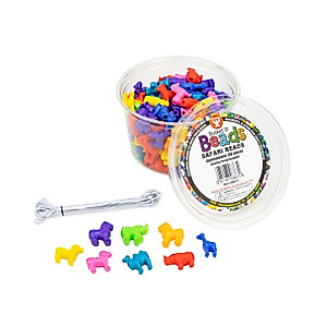 Hygloss Animal Shaped Beads Plastic Zoo Safari Animal Pony Bead Charms - 150 Pcs Colorful Craft Beads - Animal Design for Kids DIY Craft Jewelry Making Necklace Bracelet Supplies - Resealable Bag