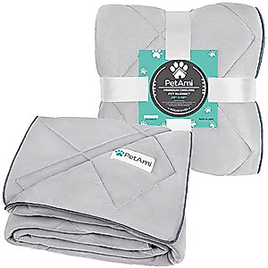 PetAmi Premium Cooling Dog Blanket | Lightweight Fluffy Pet Throw Blanket Bed Cover for Dogs, Cat, Puppies | Pet Blanket Furniture Protector Couch Sofa | Reversible Fuzzy Cozy | 29x40, Light Grey