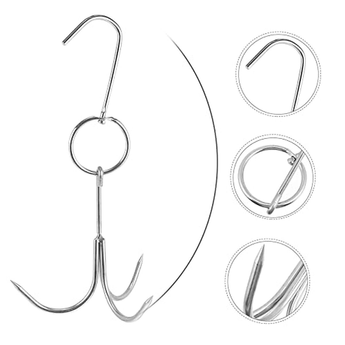 Levemolo 2pcs Triple Three Hooks Garden Prong Meat Grill Poultry Use Hanger Ham Hook S- Useful Tools Tool Smoker Hanging Practical Drying Mutton Steel Accessories Cooking Butcher