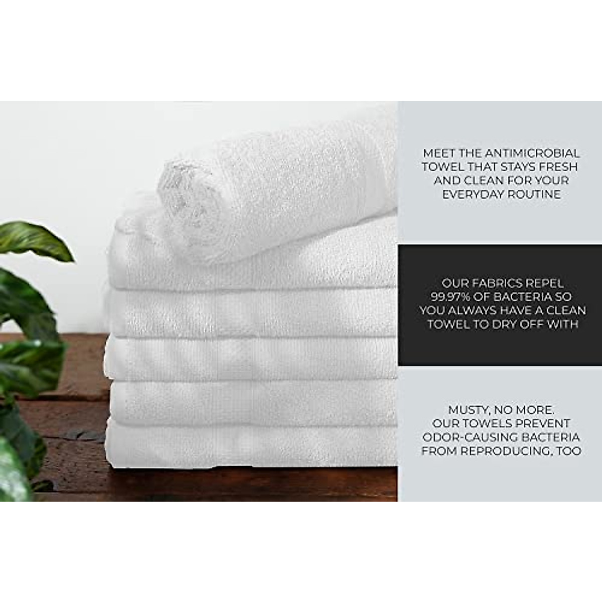 Filament Alley 6 Pack Bath Towel Set 22x44 Luxury Cotton Towels Ideal for Pool Gym Spa Hotel Shower Home Bathroom Towels Absorbent Lightweight Soft White