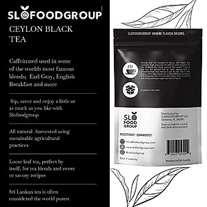 Slofoodgroup Ceylon Black Tea - Loose Leaf Black Tea from Sri Lanka - Pekoe Grade Tea Leaf (8 OZ)…