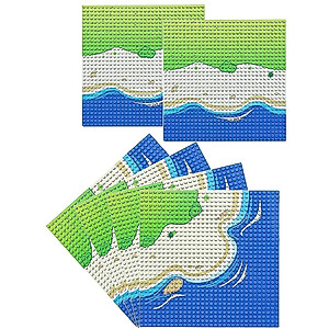General Jim's Blue Beach and Water Road City Baseplates Full Set for Ocean Island Street Base Plate - Pirates Sea Grass Toy Kit for Building Blocks Bricks for Teens and Adults