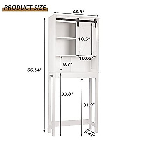 Xilingol Bathroom Storage Over The Toilet, Bathroom Cabinet Organizer with Adjustable Shelves and Sliding Doors, Wood Bathroom Space Saver, Wooden Frame, White