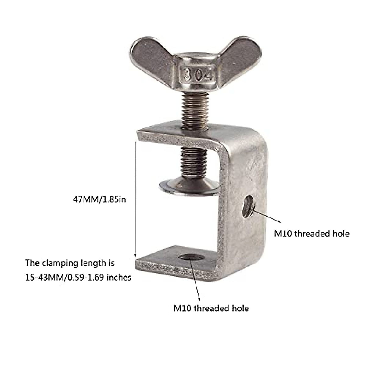 Kyien 304 Stainless Steel C-Clamp Heavy Duty G-Clamp Use For Woodworking Auto Welding Metal Processing DIY With Butterfly Openings
