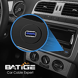 BATIGE Single Port USB 3.0 Male to Female AUX Car Mount Flush Cable Waterproof Extension for Car Truck Boat Motorcycle Dashboard Panel - 3ft