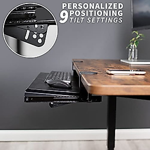 VIVO Large Tilting Keyboard Tray Under Desk Pull Out with Extra Sturdy C-Clamp Mount System, 27 (33 Including Clamps) x 11 inch Slide-Out Platform Computer Drawer for Typing, Black, MOUNT-KB05T