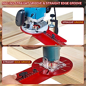 New Universal Router Circle Cutting Jig For Straight Or Cylindrical Edges, Aluminum Router Jig For Cutting/Routing Circles, Router Guide For Woodworking Edging Projects(Red)