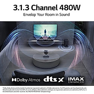 LG S80QY 3.1.3ch Sound bar with Center Up-Firing, Dolby Atmos DTS:X, Works with Airplay2, Spotify HiFi, Alexa, High-Res Audio, IMAX Enhanced, Synergy TV, Meridian, HDMI eARC, 4K Pass Thru,Black