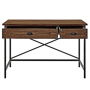 FirsTime & Co. Brown Wilshire Desk, Writing Desk, Compact Computer or Laptop Desk for Home Office, Wood and Metal, Farmhouse, 47.25 x 19.5 x 30 inches