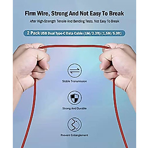 Oneplus Warp Charger for 9R/9/9 Pro, Oneplus Warp Charger 65w Set Compatible with 8 Pro/8T/8/7 Pro/7T/7T Pro, Include 65w Power Adapter, 2 Pack USB Dual Type-C Data Cable (1M/3.3ft) (1,5M/5.0ft)