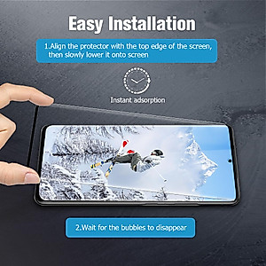 [2+2 Pack] Galaxy S21 Ultra Tempered Glass Screen Protector, Ultrasonic Fingerprint Support, 9H Hardness Scratch Resistant, 3D HD Curved, Bubble-Free, for Samsung Galaxy S21 Ultra Screen Protector(6.8