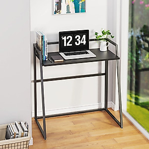 EUREKA ERGONOMIC Small Folding Desk No Assembly Required, 33" Study Desks Fold up Desk Laptop Working & Crafting Desk, Black