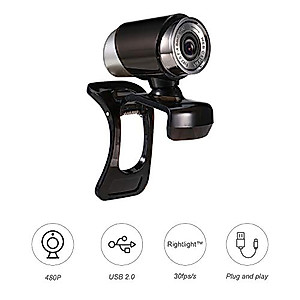 IUPPA 480P Webcam Live Streaming Webcam 360 Degree Rotatable USB Web Camera for PC Laptop Clip-On Webcam for Video Conference Meeting Gaming Desktop Office