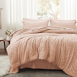 Anluoer Twin Comforter Set, Pink Tufted Bed in a Bag 5 Pieces with comforters and Sheets, All Season Bedding Sets with 1 Comforter, 1 PillowShams, 1 Pillowcases, 1 Flat Sheet, 1 Fitted Sheet