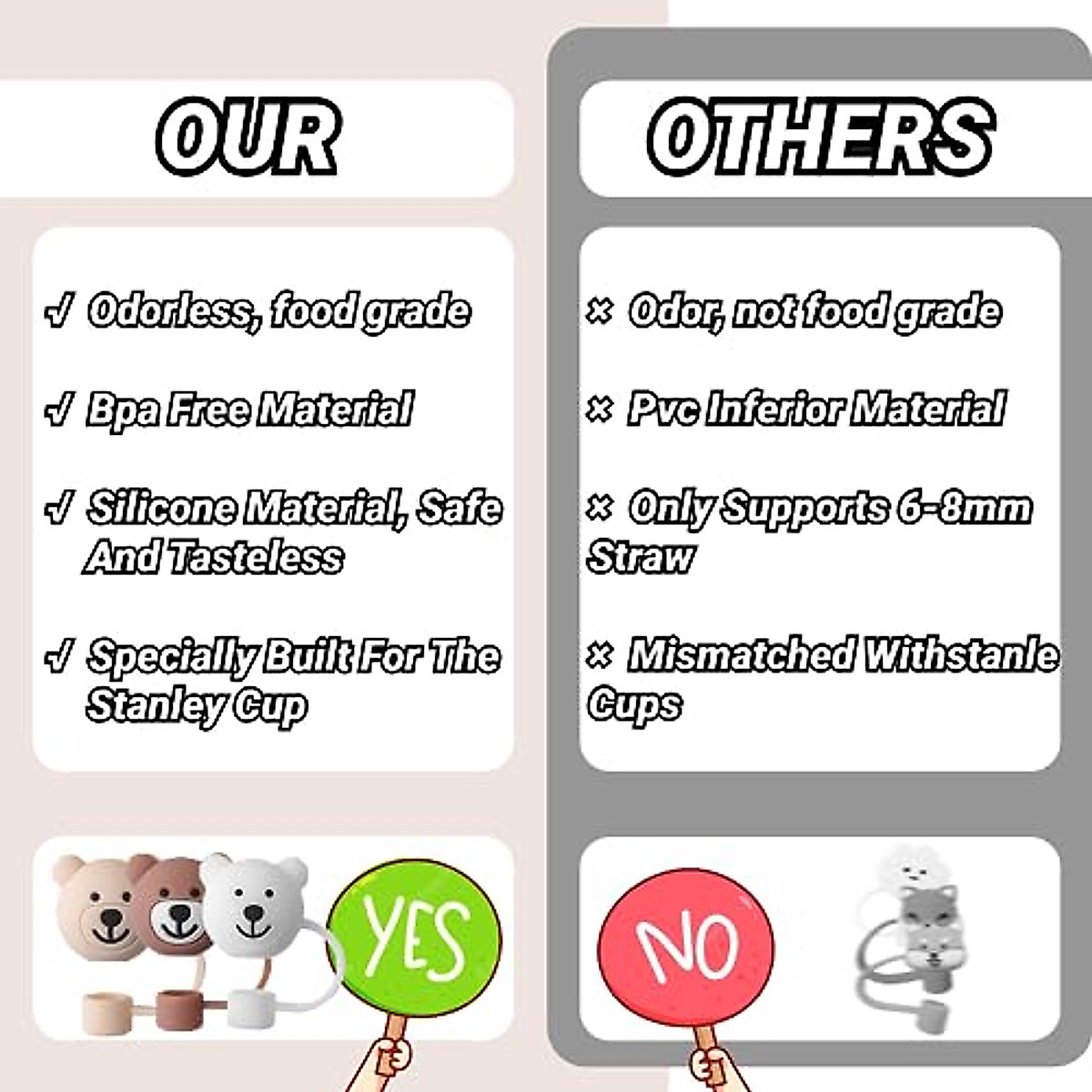 3 Pack Straw Covers Compatible with Stanley 30 40 OZ accessories Tumbler Cups Cartoon Soft Straw Protector Cover - BPA Free Soft Silicone