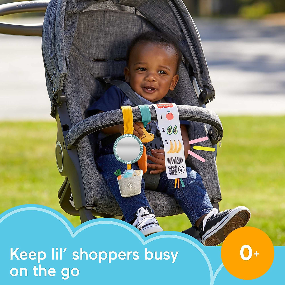 Fisher-Price Cutest Customer Activity Set, 3 Stroller-attaching Infant Toys for Travel