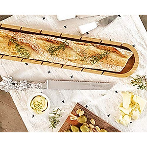 Arthur Court Designs Baguette Board with Grape Pattern Bread Cake Knife 20.6 inch x 6.8 inch x 1.8 inch