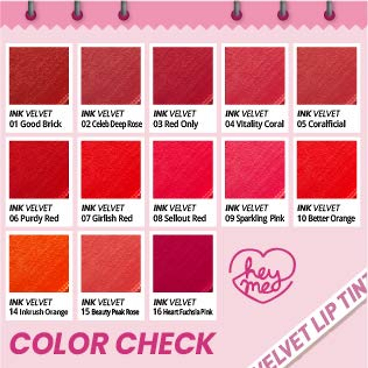 Peripera Ink the Velvet Lip Tint | High Pigment Color, Longwear, Weightless, Not Animal Tested, Gluten-Free, Paraben-Free | #007 GIRLISH RED, 0.14 fl oz