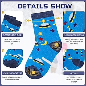 Eocom 6 Pairs Children's Winter Warm Wool Animal Crew Socks Kids Boys Girls Socks (Car, 1-3T)