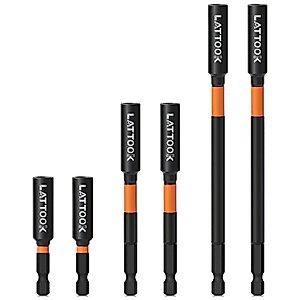 Drill Bit Extension Set, LATTOOK 6PCS Magnetic Drill Extension Bit Holder for Impact Driver, 1/4" Hex Shank Drill Bit Extender, 2.3'', 4'', 6'' Drill Bit Extension