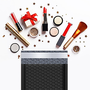 UCGOU Bubble Mailers 4x8 Inch Black 50 Pack Poly Padded Envelopes Small Business Mailing Packages Opaque Self Seal Adhesive Waterproof Boutique Shipping Bags for Jewelry Makeup Supplies #000