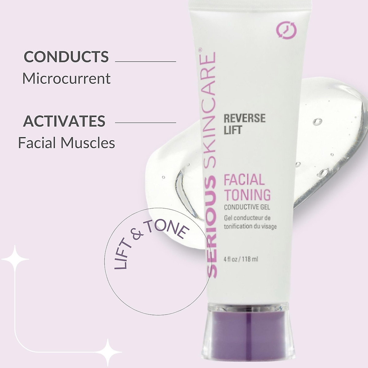 Serious Skincare Reverse Lift Collagen Based Conductive Activator Gel for Facial Toning - Compatible with All Microcurrent & RF Frequency Tools, NuFace - Skin Hydrating Formula - Glides Easily - 4 oz