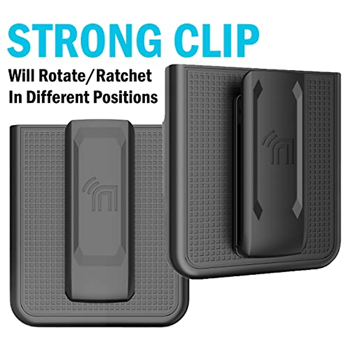 Case with Clip for Galaxy Z Flip 4 5G, Nakedcellphone [Grid Texture] Slim Hard Shell Cover and [Rotating/Ratchet] Belt Hip Holster Holder Combo for Samsung Z Flip4 Phone (SM-F721U, 2022) - Black