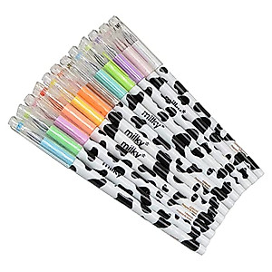 Yansanido Pack of 12 Colors Kawaii Cow Design Gel Pen for Office School Home Travel Gift for Friends and students (12)