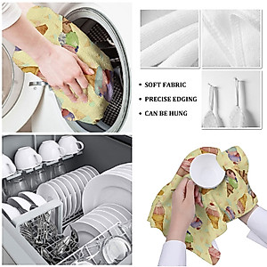 Microfiber Kitchen Towels Cute Ice Cream Super Absorbent Dish Towels for Kitchen/Bathroom Decorative and Bar Towels Soft Resuable Dish Towels Cloths Washable Fast Drying Tropcial Summer Theme