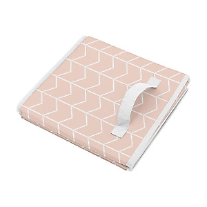 Sweet Jojo Designs Pink Chevron Arrow Foldable Fabric Storage Cube Bins Boxes Organizer Toys Kids Baby Childrens - Set of 2 - Blush and White for The Watercolor Elephant Safari Collection