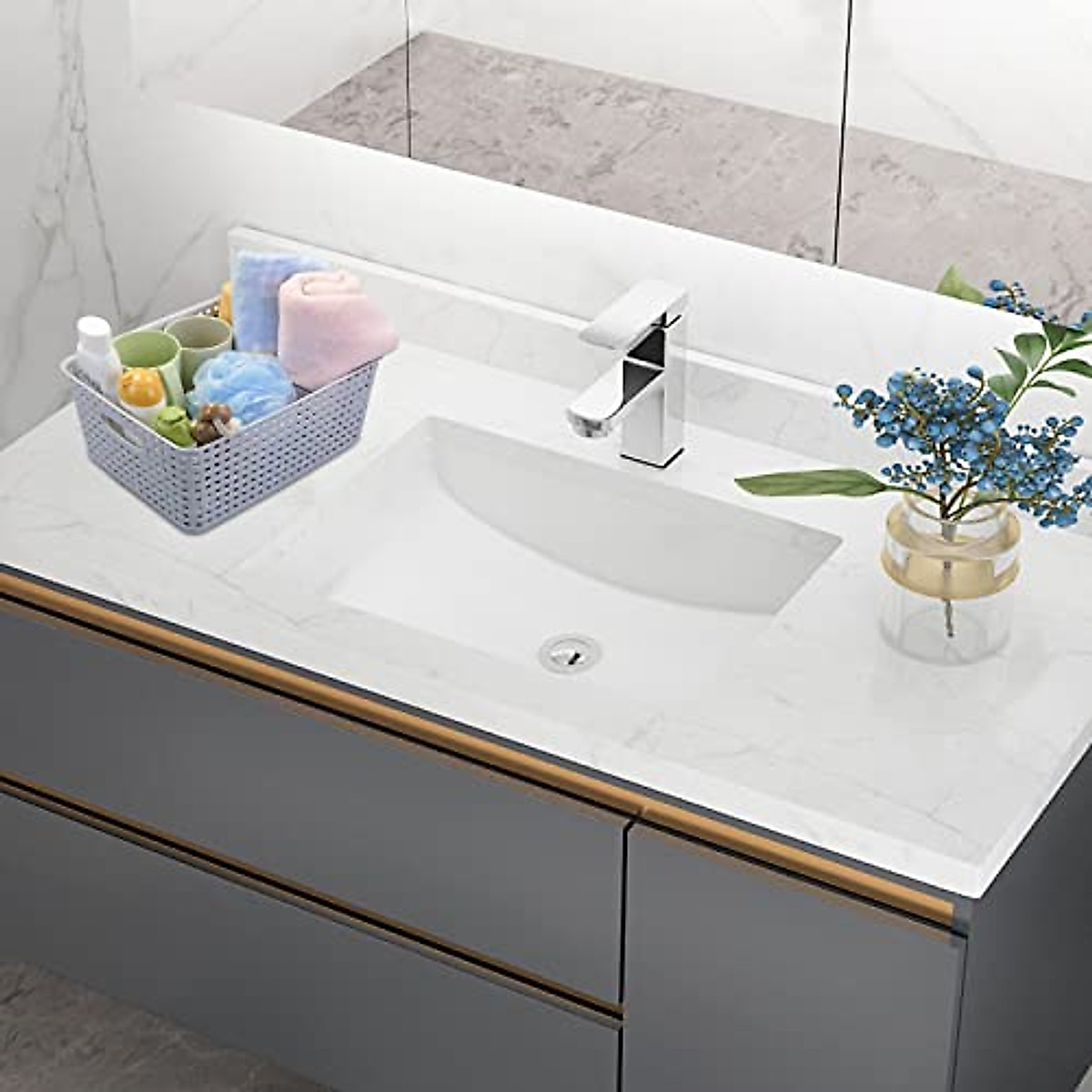 Kiddream 8 Quart Plastic Storage Basket, Woven Storage Basket Bins Set of 4, F