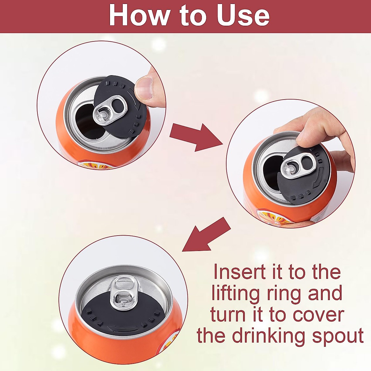 Pndeyo 10pcs Soda Can Covers Lids, Plastic Pop Can Lid Cover, Can Top Cap Protector Spill Guard for Soda Drink Beer Coke Juice Beverage- Black