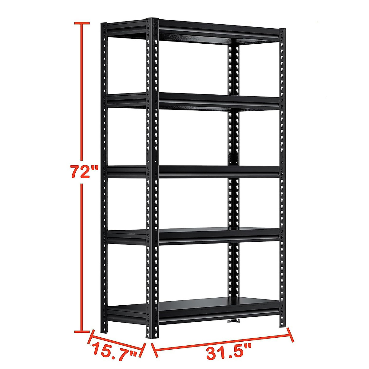 POOUPHV 72" H Garage Shelving Heavy Duty Storage Shelves Loads 2000LBS,Adjustable 5 Tier Garage Storage Shelves Rack Shelf for Basement, Pantry, Warehouse, Kitchen, 72" H x 31.5" W x 15.7" D, Black