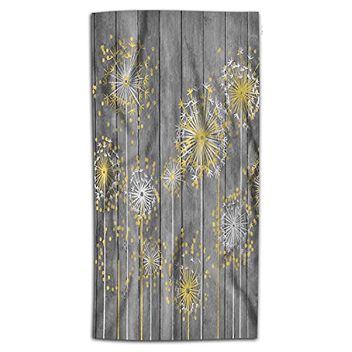 WONDERTIFY Yellow White Dandelion Hand Towel Vintage Flower Gray Wood Board Hand Towels for Bathroom, Hand & Face Washcloths Yellow Grey 15X30 Inches