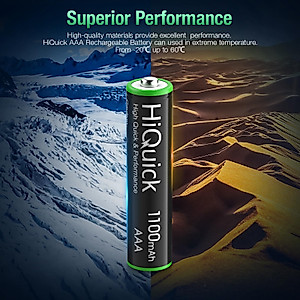 HiQuick Rechargeable AAA Batteries 8 Pack, 1100mAh NiMH Triple AAA Batteries Pre-Charged