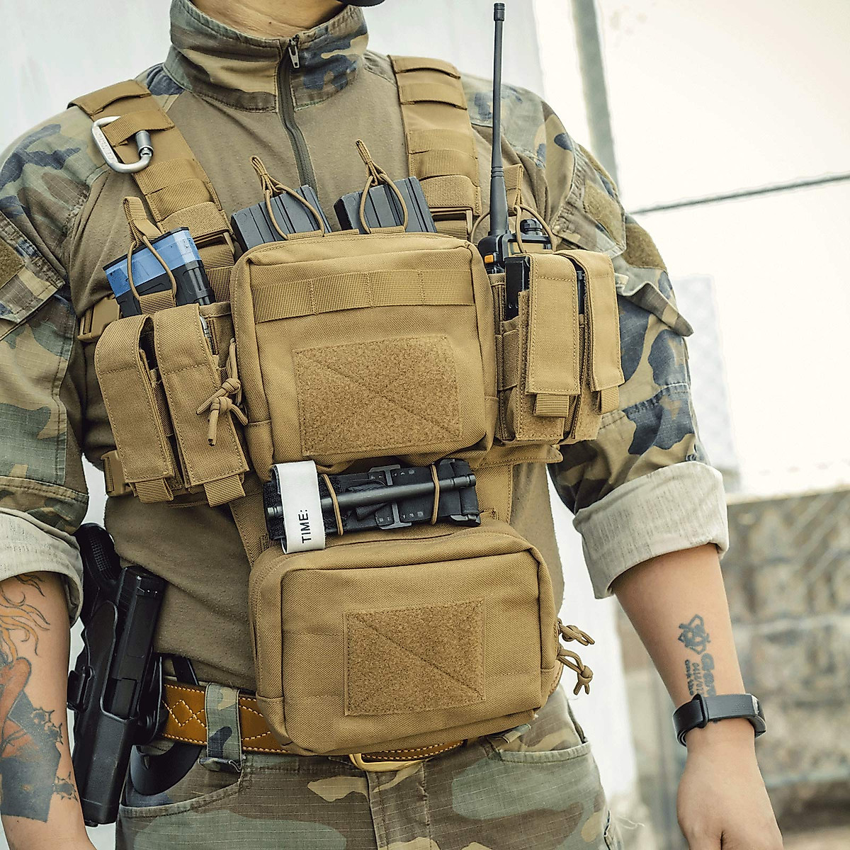 VISMIX Tactical Chest Rig, Adjustable & Detachable Chest Rig Molle Military Chest Bag Pack with Magazine Pouch for Men Hunting Shooting Coyote Brown