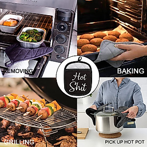 Funny Oven Pads Pot Holder with Pocket for Baker Hot Shit Humor Gift Gag Baking Gift (Hot Shit)