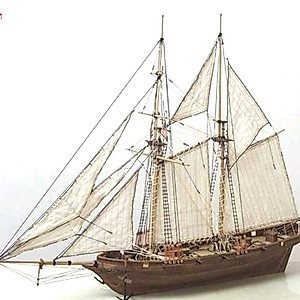 KENANLAN Wooden Ship Model Building Kit, Wooden Sailboat Model Kit Home DIY Model Decoration Boat for Collection, Teaching Exhibition - Easy to Assemble(B)