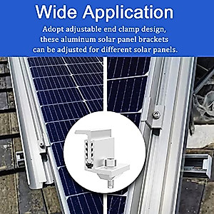 Solar Panel Brackets, 12Pcs Z Brackets for Solar Panel End Clamps with Nuts and Bolts, 32-50 mm Adjustable Aluminum Mounting Grounding Rails Kit for Solar Panel PV System Install Accessories