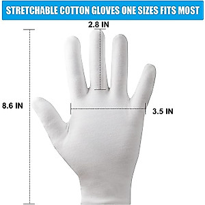 White Gloves, 7 Pairs Thicken Cotton Gloves, Moisturizing Gloves Overnight, One Size Fit White Gloves Women and Men, Washable Cotton Gloves Eczema Gloves, White Cotton Gloves for Dry Hands