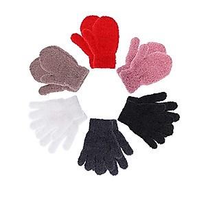 SATINIOR 6 Pairs Toddler Knitted Gloves Kids Winter Warm Stretchy Mittens Soft Lightweight Mittens for Boys and Girls (Multicolored,for 1-3 Years Old)