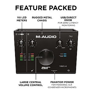 M-Audio AIR 192x4 USB C Audio Interface for Recording, Podcasting, Streaming with Studio Quality Sound, 1 XLR in and Music Production Software