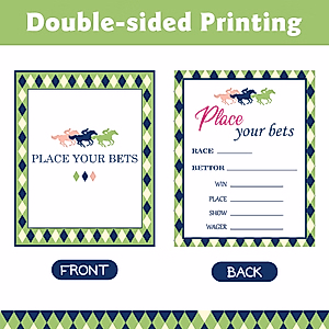 Haooryx 41Pcs Horse Derby Race Betting Cards Party Game Supplies Horse Derby Card for Guess Who Will Win, Play Your Horse Bet Card Win Place Show Ticket Jockey Club Invitation Card Guessing Horse Game
