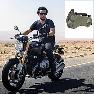 AOUTACC Airsoft Mask, Half Face Mesh Masks with Ear Protection for CS/Hunting/Paintball/Shooting (Mesh Ear, Gray)