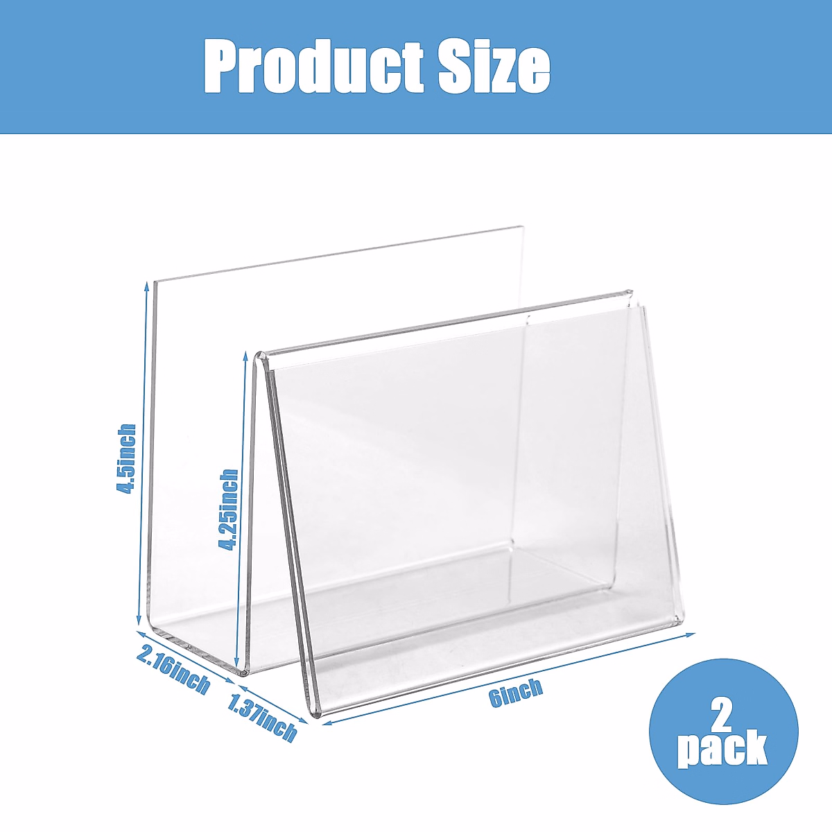 TINSKY 2Pcs Clear Acrylic Postcard Holder Postcard Display Stand Greeting Card Holder Large Business Rack Card Holder for Index Card Organizer Desk Table Office School