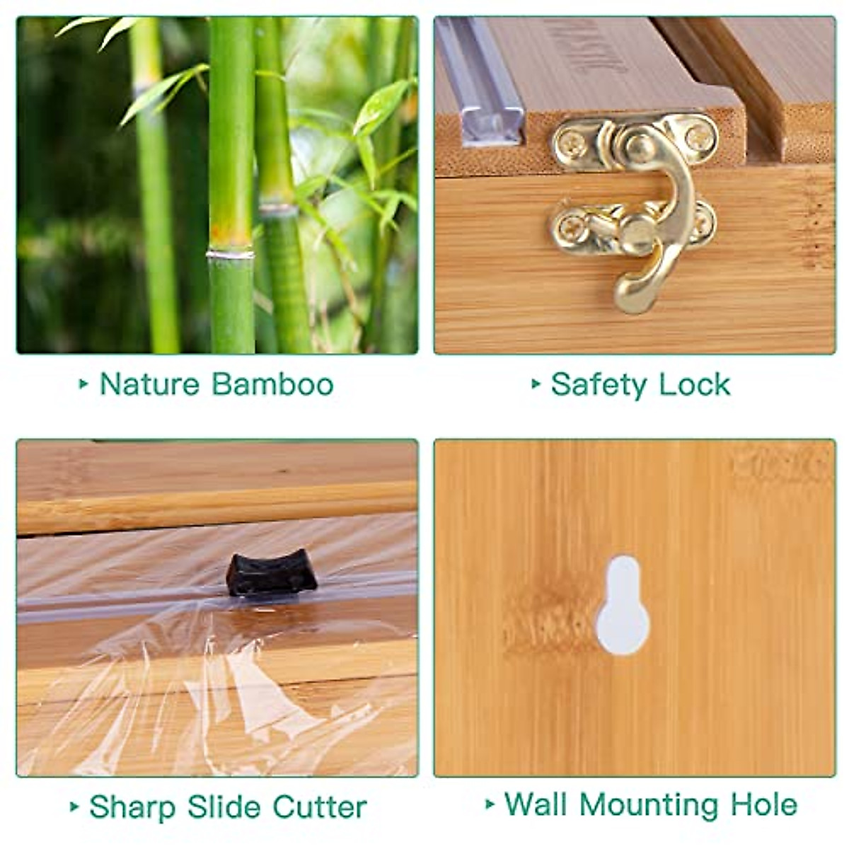 Ziplock Bag Storage Organizer with Plastic Wrap Dispenser for Kitchen Drawer, Bamboo Baggie Organizer for Gallon, Quart, Sandwich and Snack, Aluminum Foil and Wax Paper Holder Compatible with 12" Roll